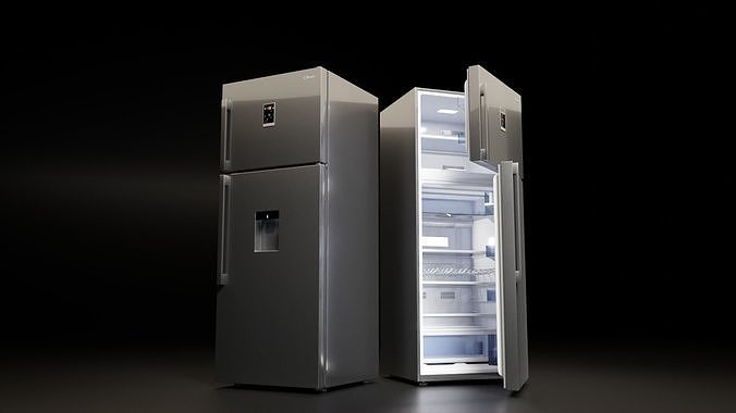 Smart Silver Refrigerator with Dispenser 3D model | CGTrader