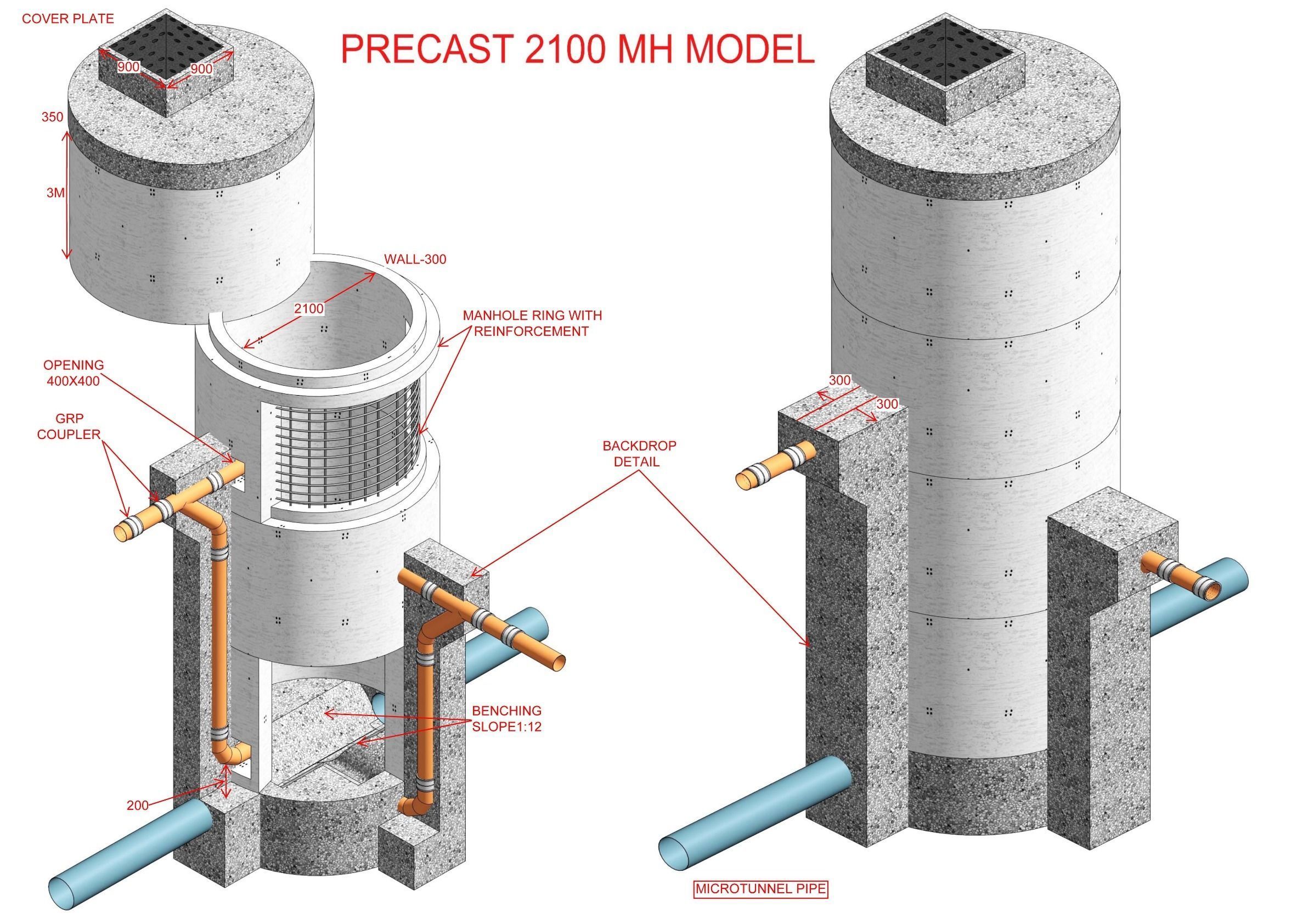 3D model Precast Manhole Model -Detail-41 VR / AR / low-poly | CGTrader