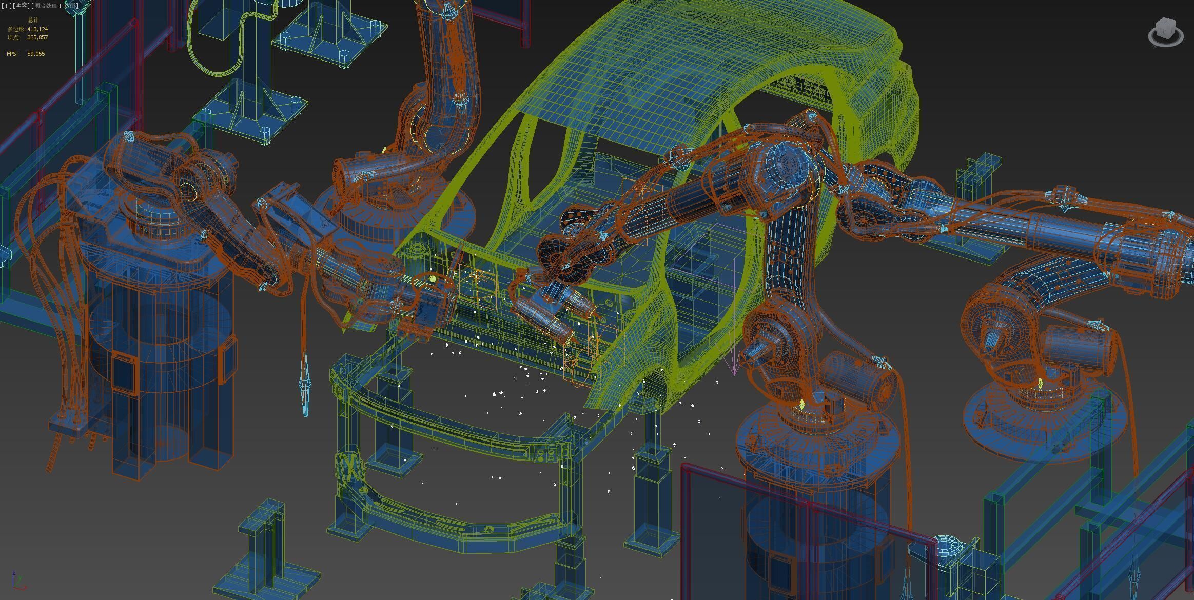 Robot arm animation car manufacturing production line factory 3D model ...