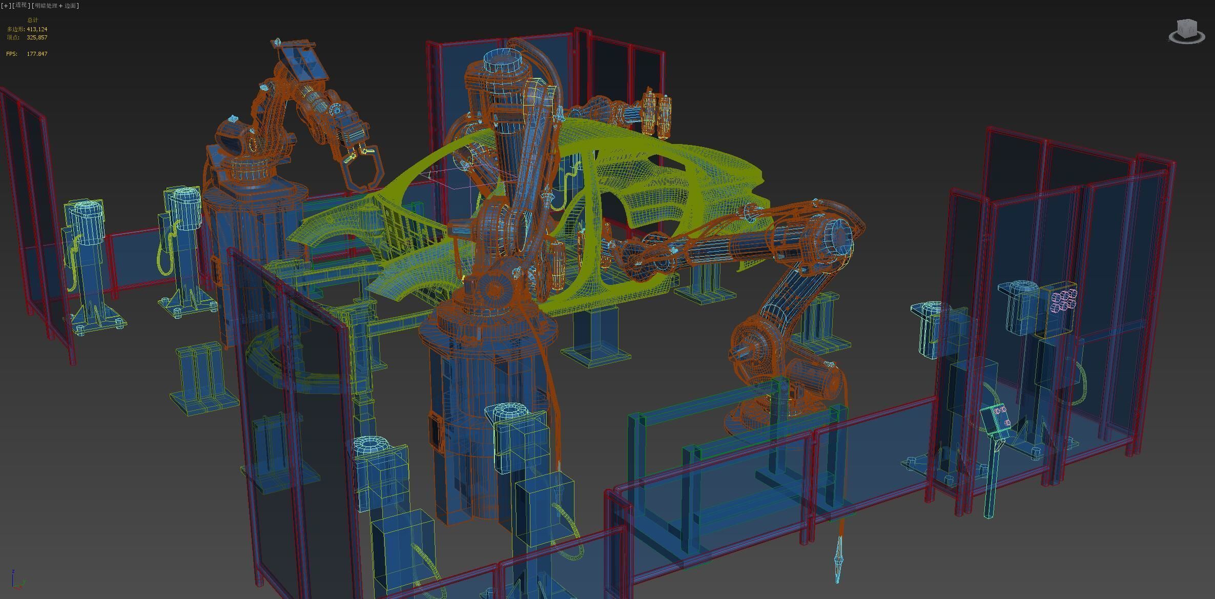 Robot arm animation car manufacturing production line factory 3D model ...