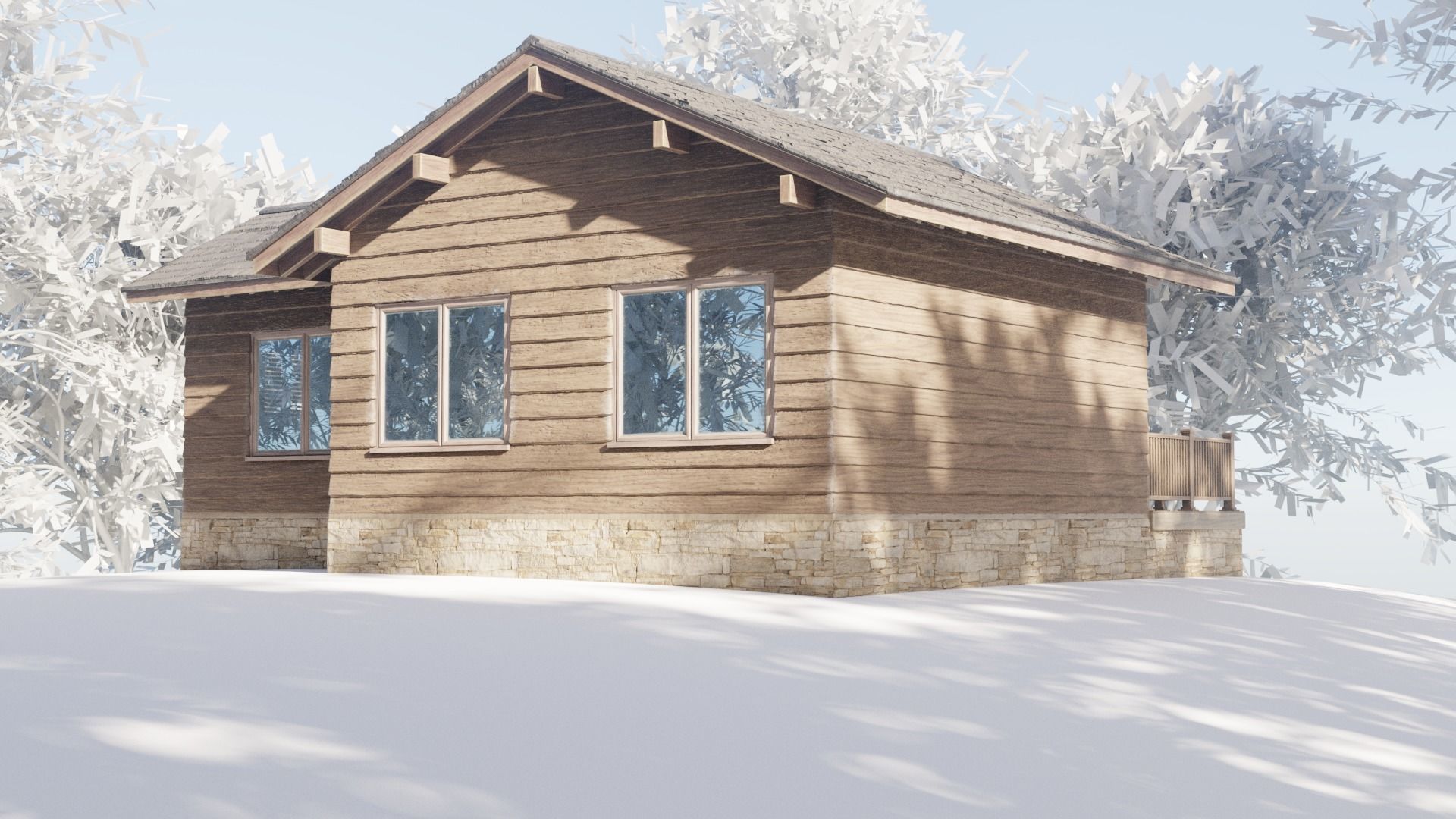 3D model Wooden Chalet House Villa Building VR / AR / low-poly | CGTrader