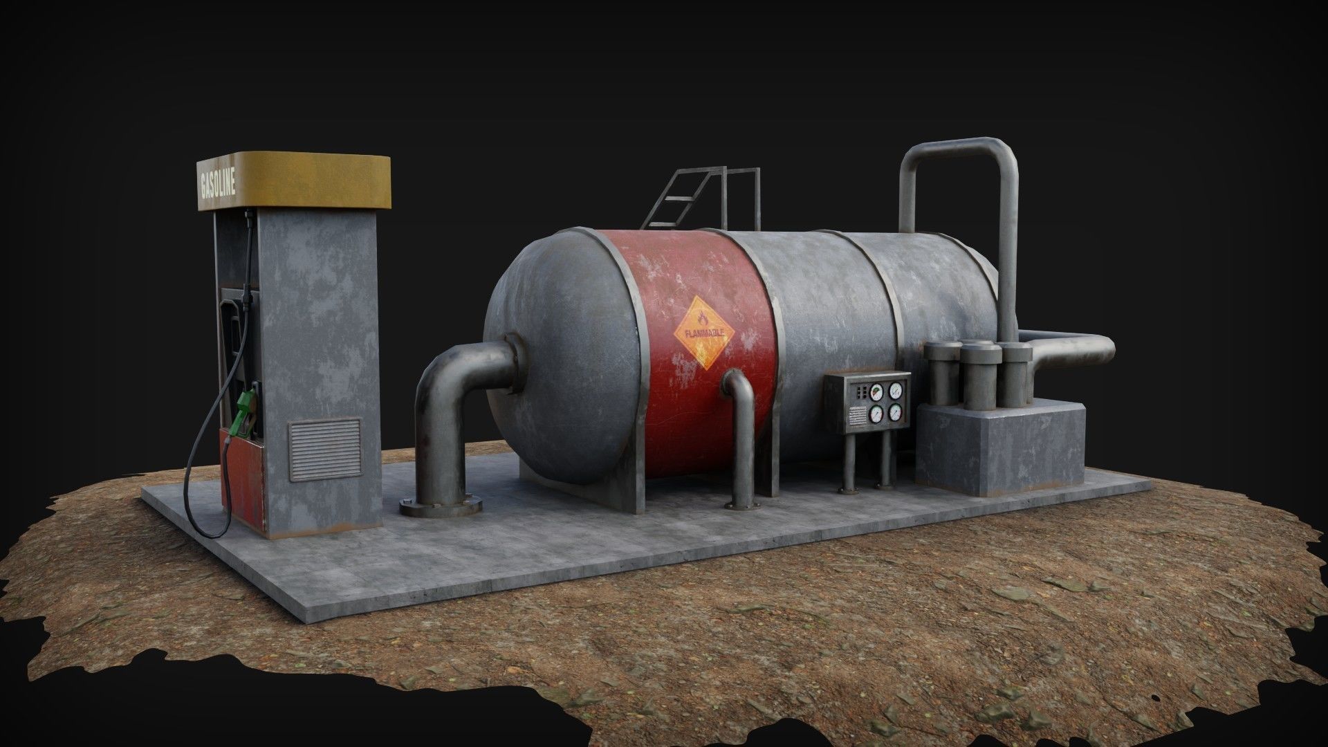 3D model Fuel Tank with Pump VR / AR / low-poly | CGTrader