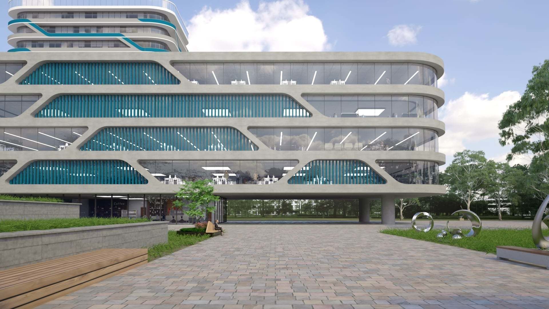 Modern style Office Building 3D Scene 3D model animated | CGTrader