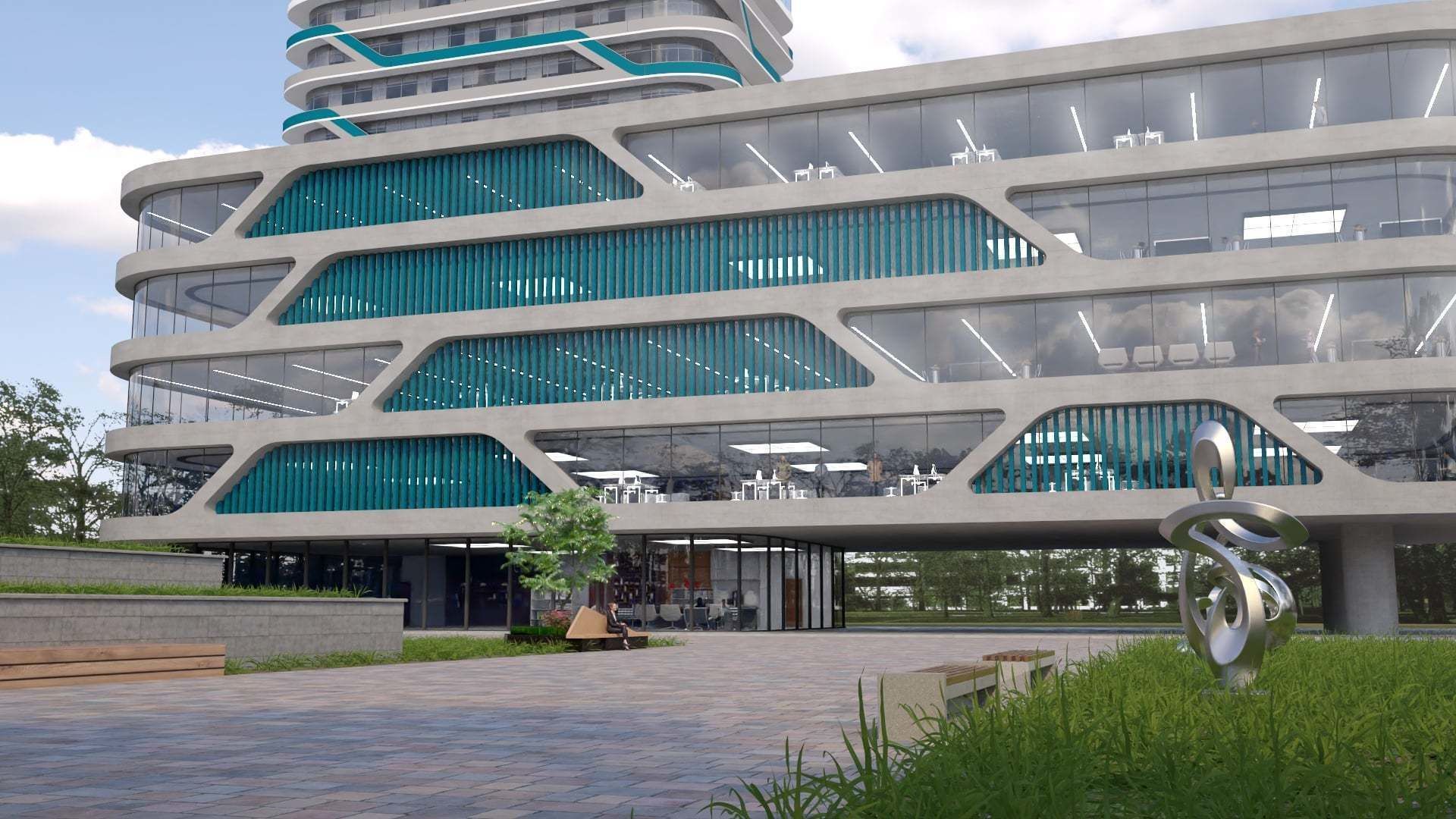 Modern style Office Building 3D Scene 3D model animated | CGTrader