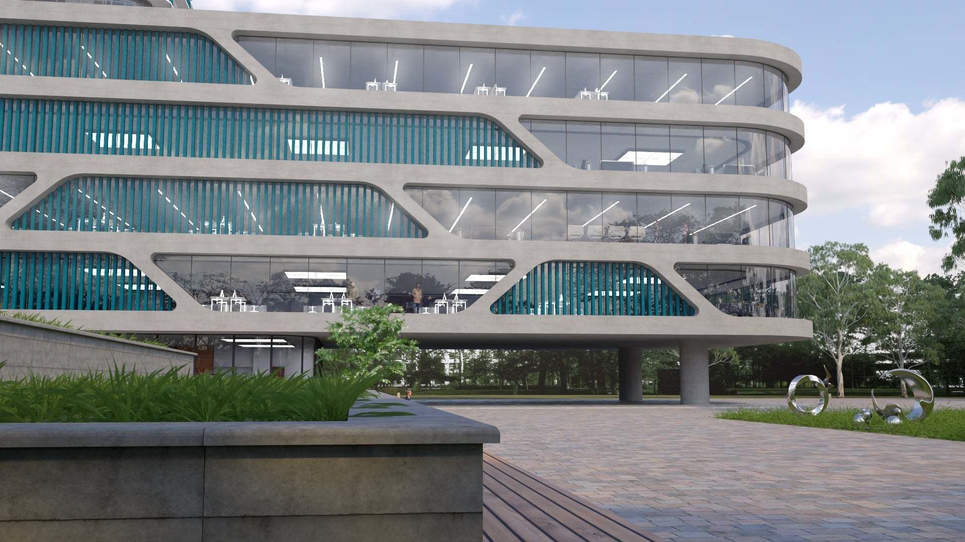 Modern style Office Building 3D Scene 3D model animated | CGTrader