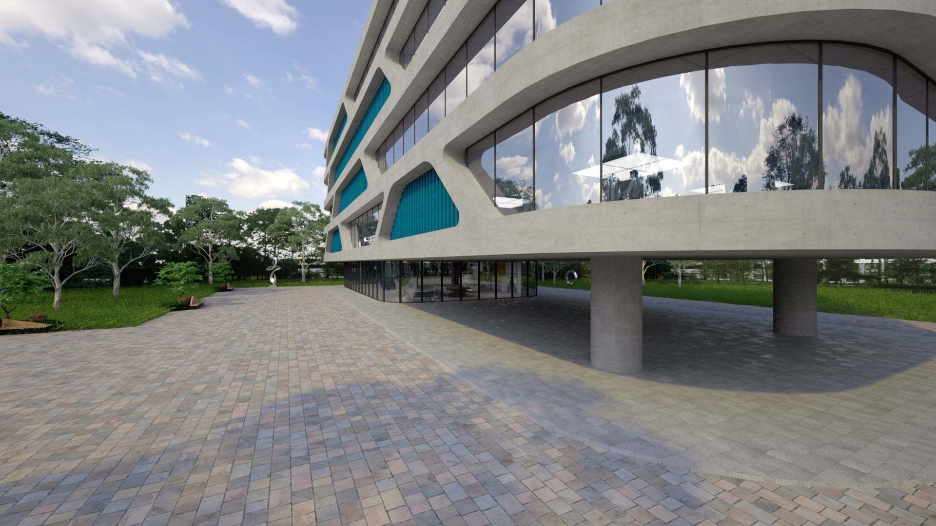 Modern style Office Building 3D Scene 3D model animated | CGTrader