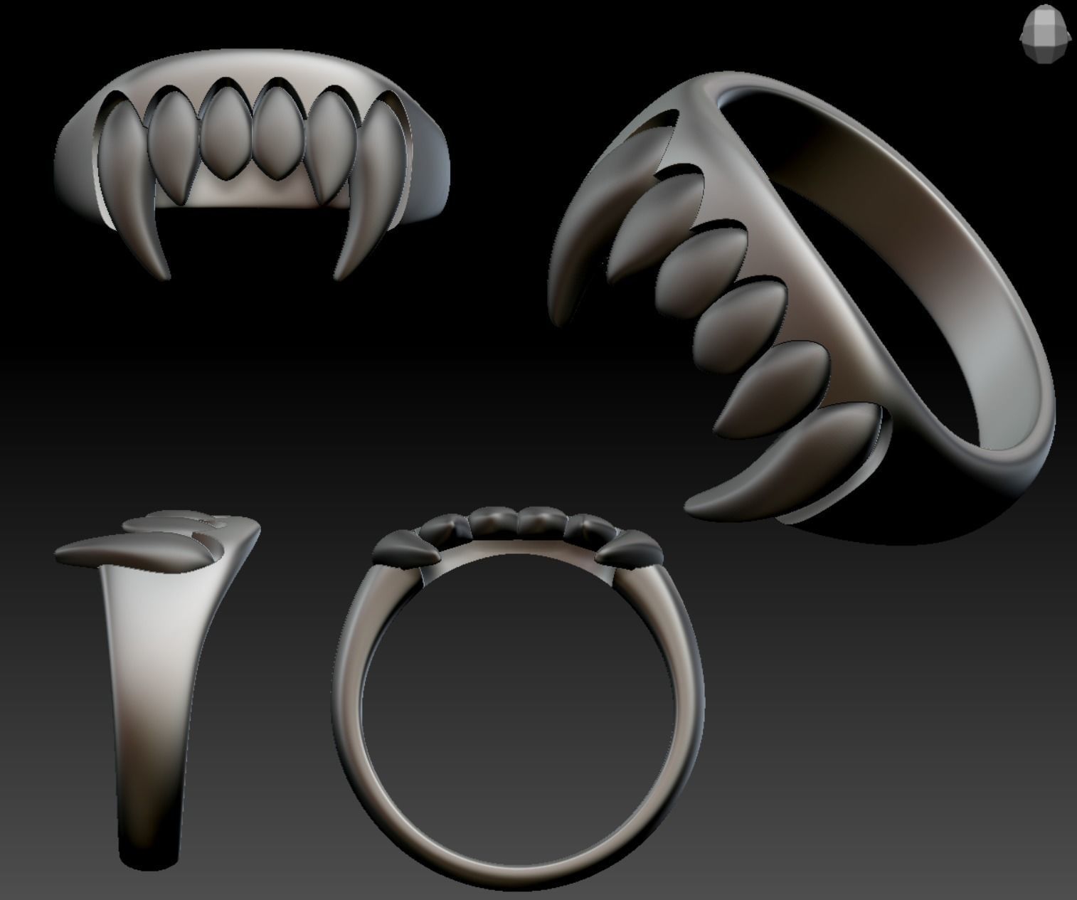 Vampire Fang Teeth Ring 3D model 3D printable | CGTrader