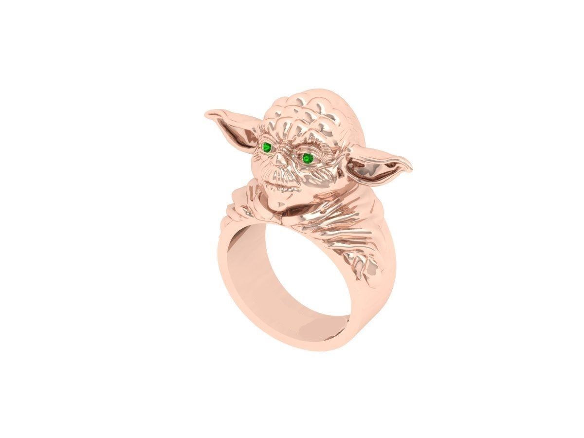 STAR WARS Sculpted Yoda Ring With Green Crystal Eyes 3D model 3D ...