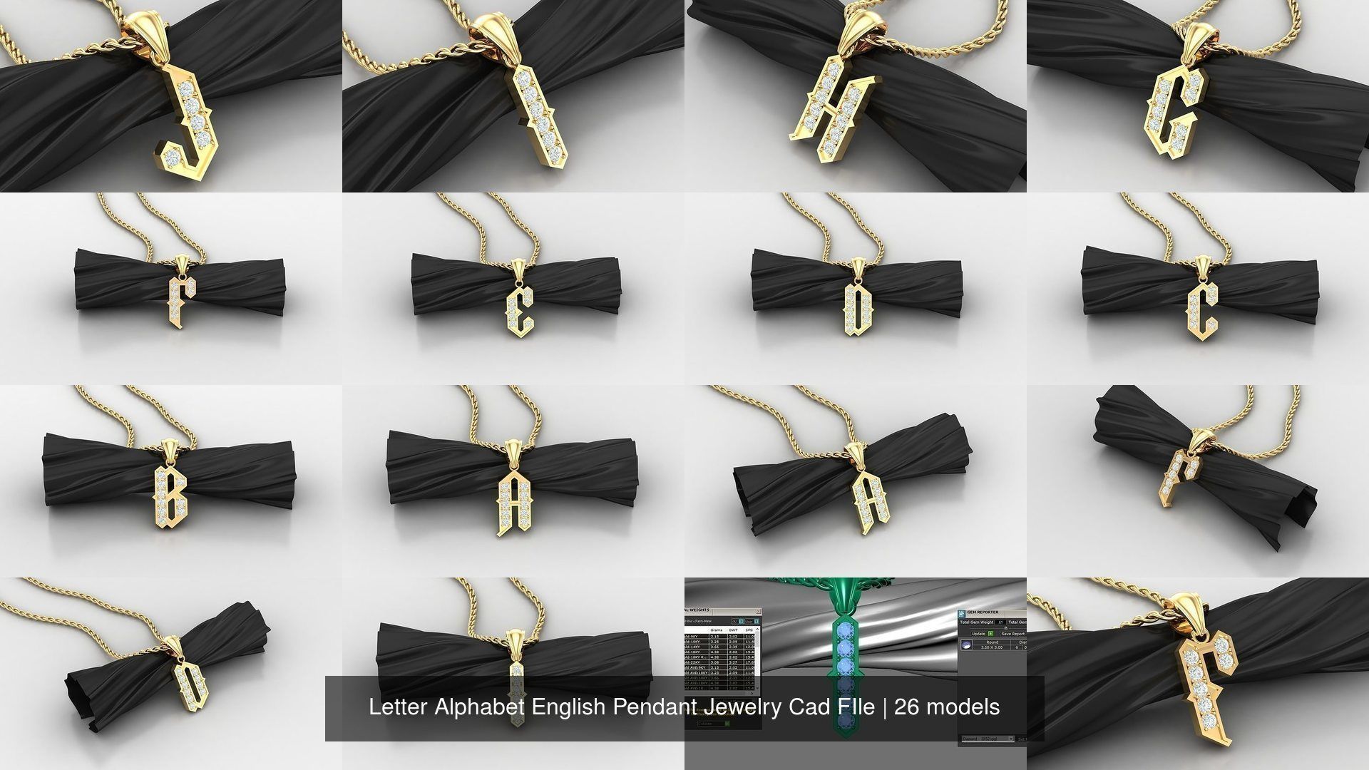 Letter Alphabet English Pendant Jewelry Cad FIle 3D Model Collection ...