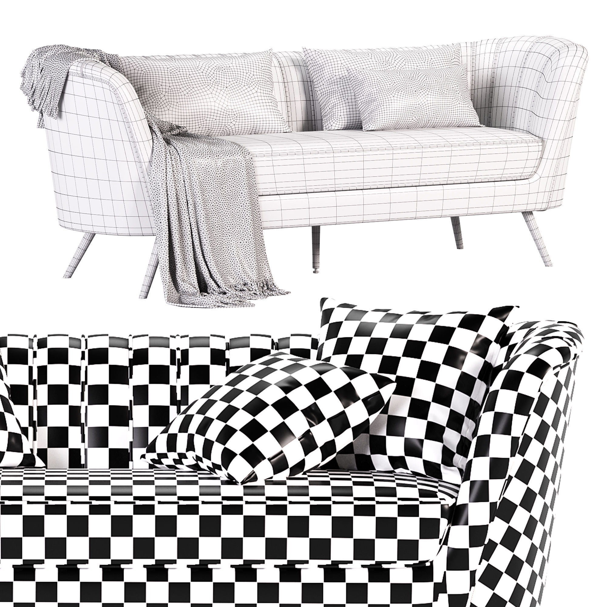 Meridian Furniture Margo Grey Velvet Sofa 3D model | CGTrader