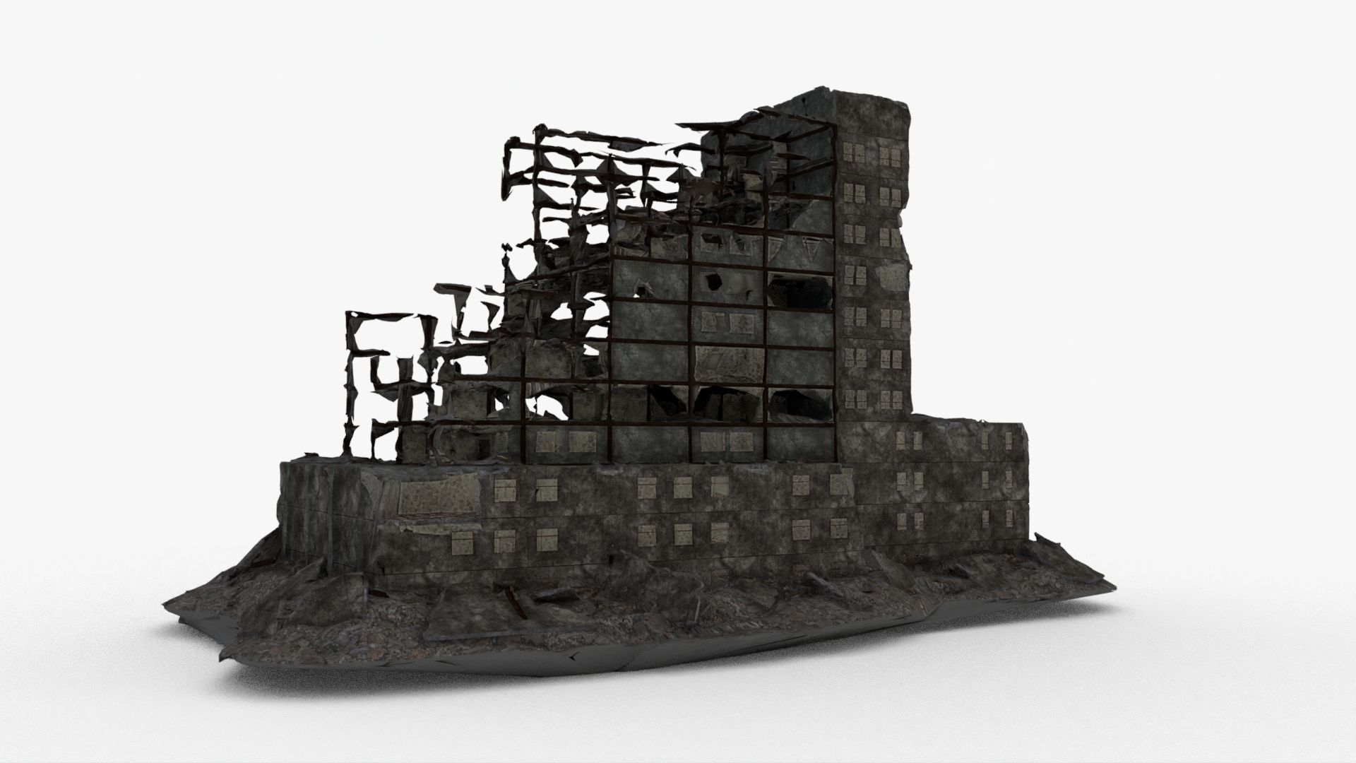 3D model Scan Lowpoly Ruined Building VR / AR / low-poly | CGTrader