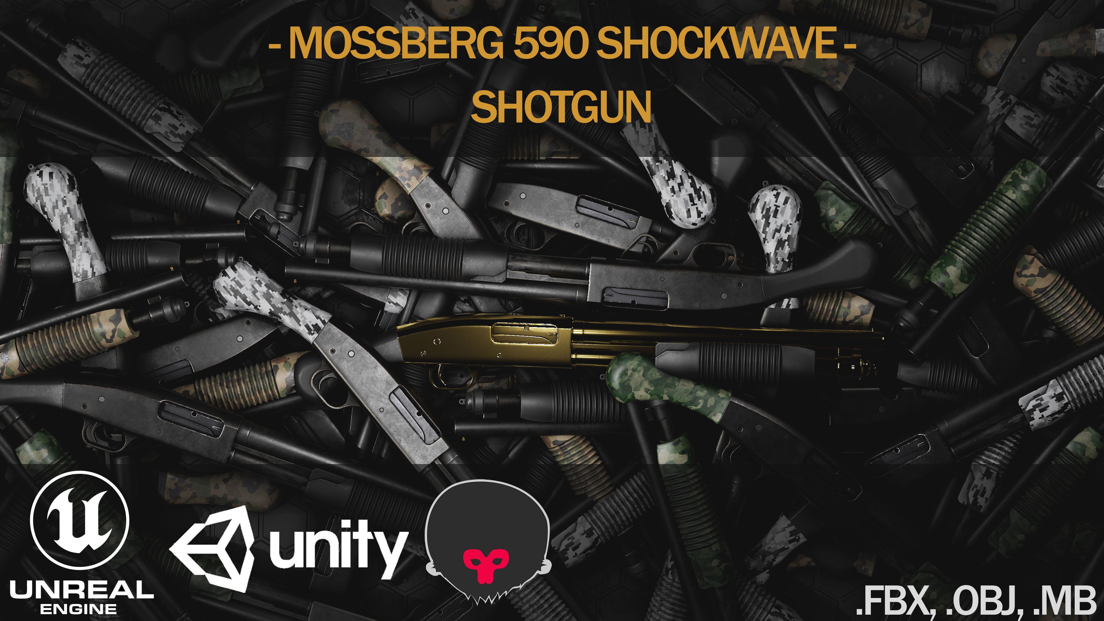3D model Mossberg 590 Shockwave Shotgun Pack VR / AR / low-poly | CGTrader