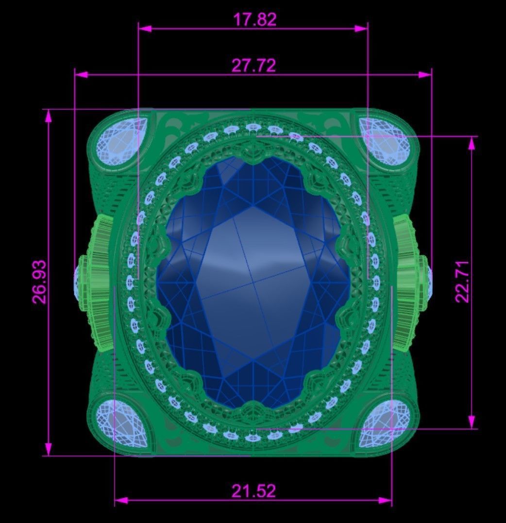 Turkish King Crown Ottoman Oval Green Emerald Stone Mans Ring 3D model ...