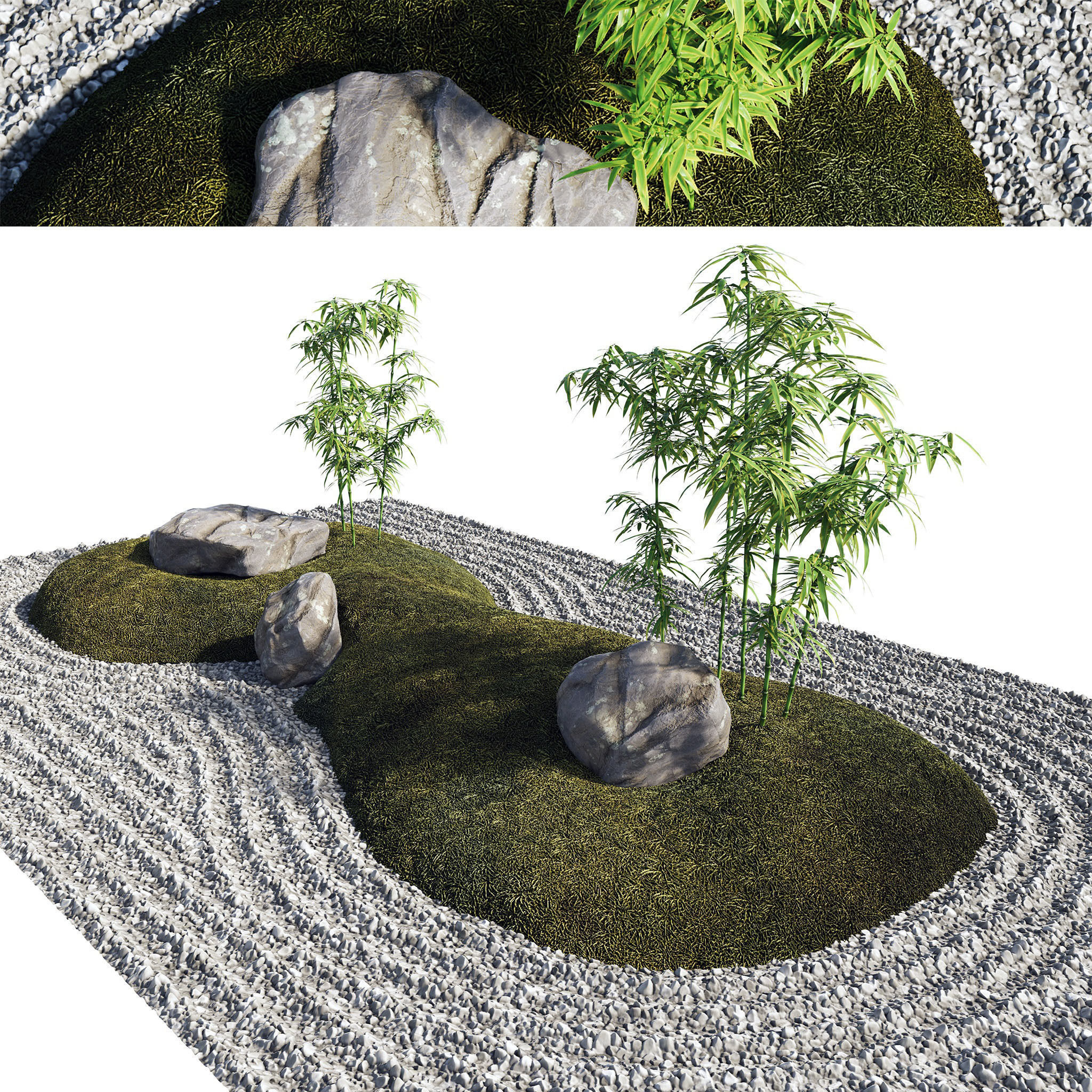 3D model Japanese Rock Zen Garden 03 - PBR - Midpoly VR / AR / low-poly ...