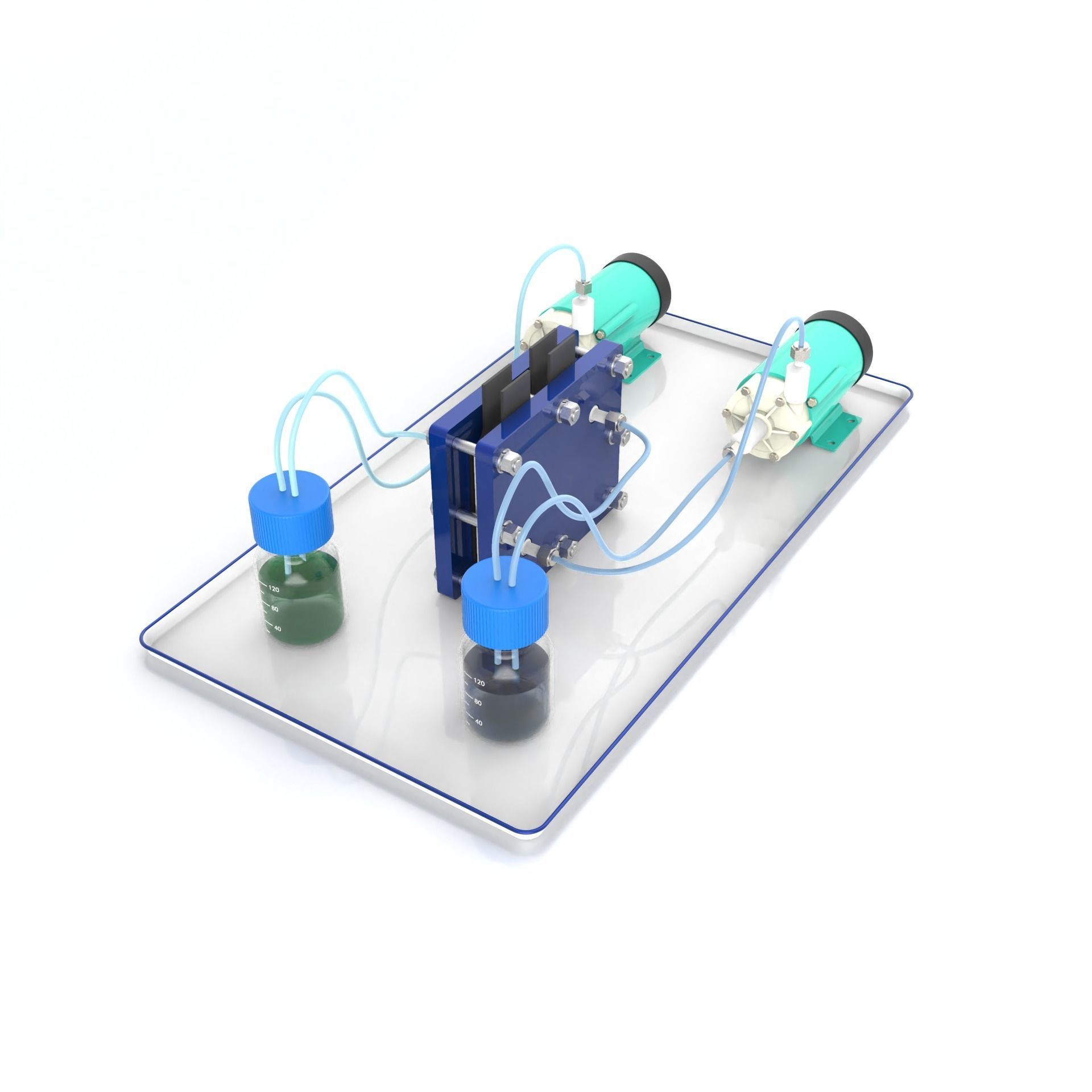 A single cell and pipeline model of Redox Flow battery 3D model | CGTrader