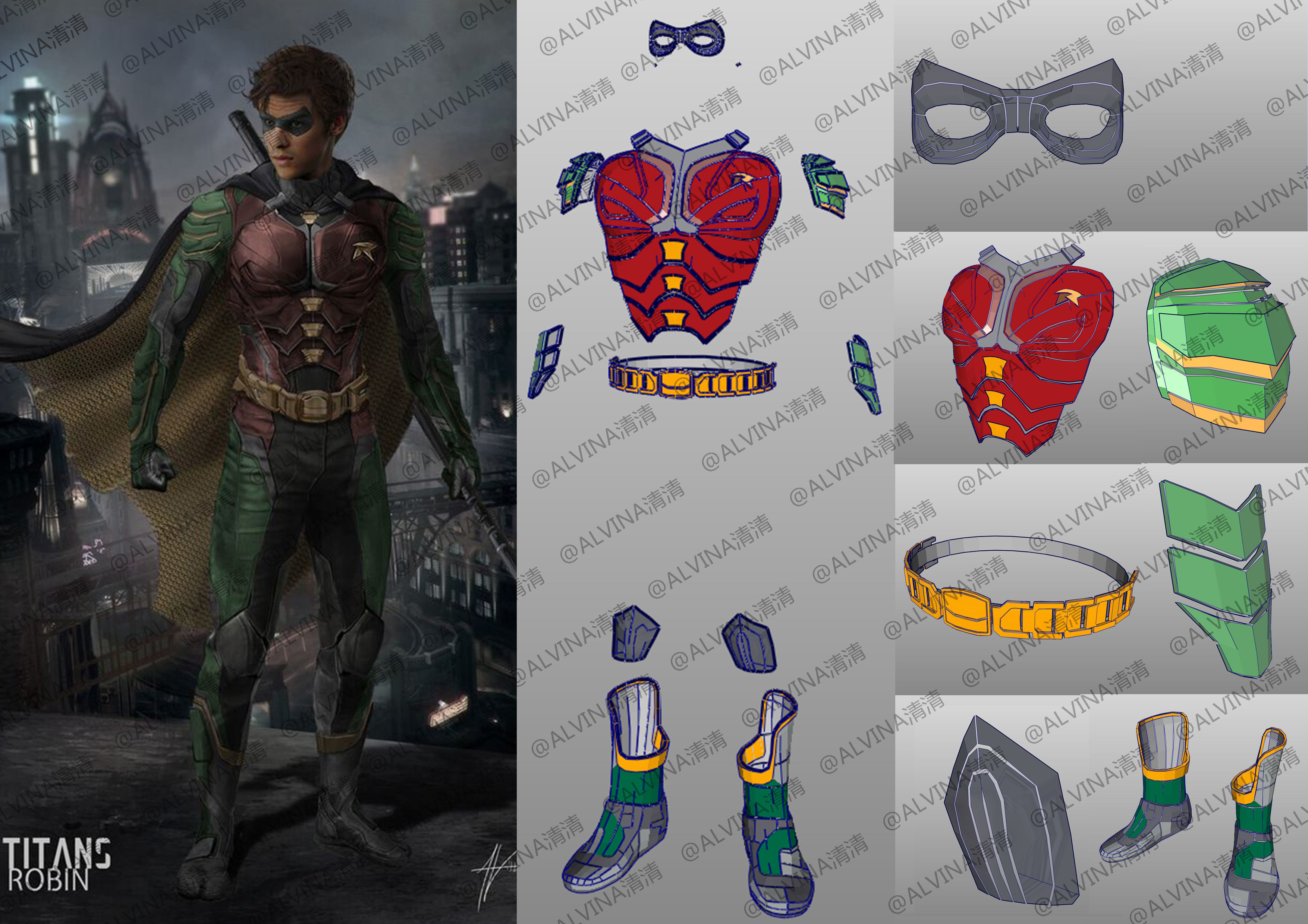 3D model Teen Titans Robin - Cosplay Pepakura Foam Full VR / AR / low ...