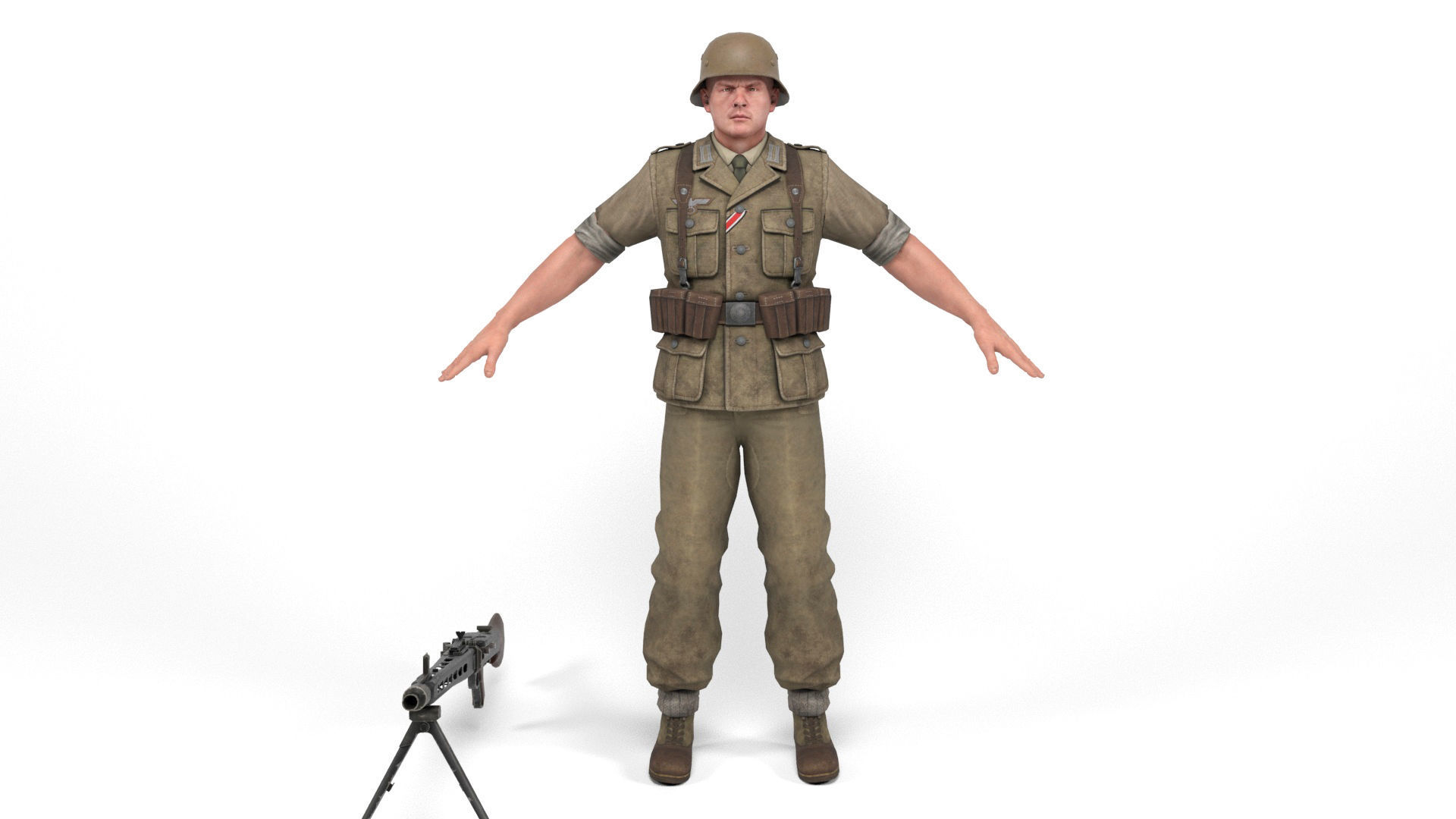 3D model German Soldier 4 - Afrika Korps VR / AR / low-poly rigged ...