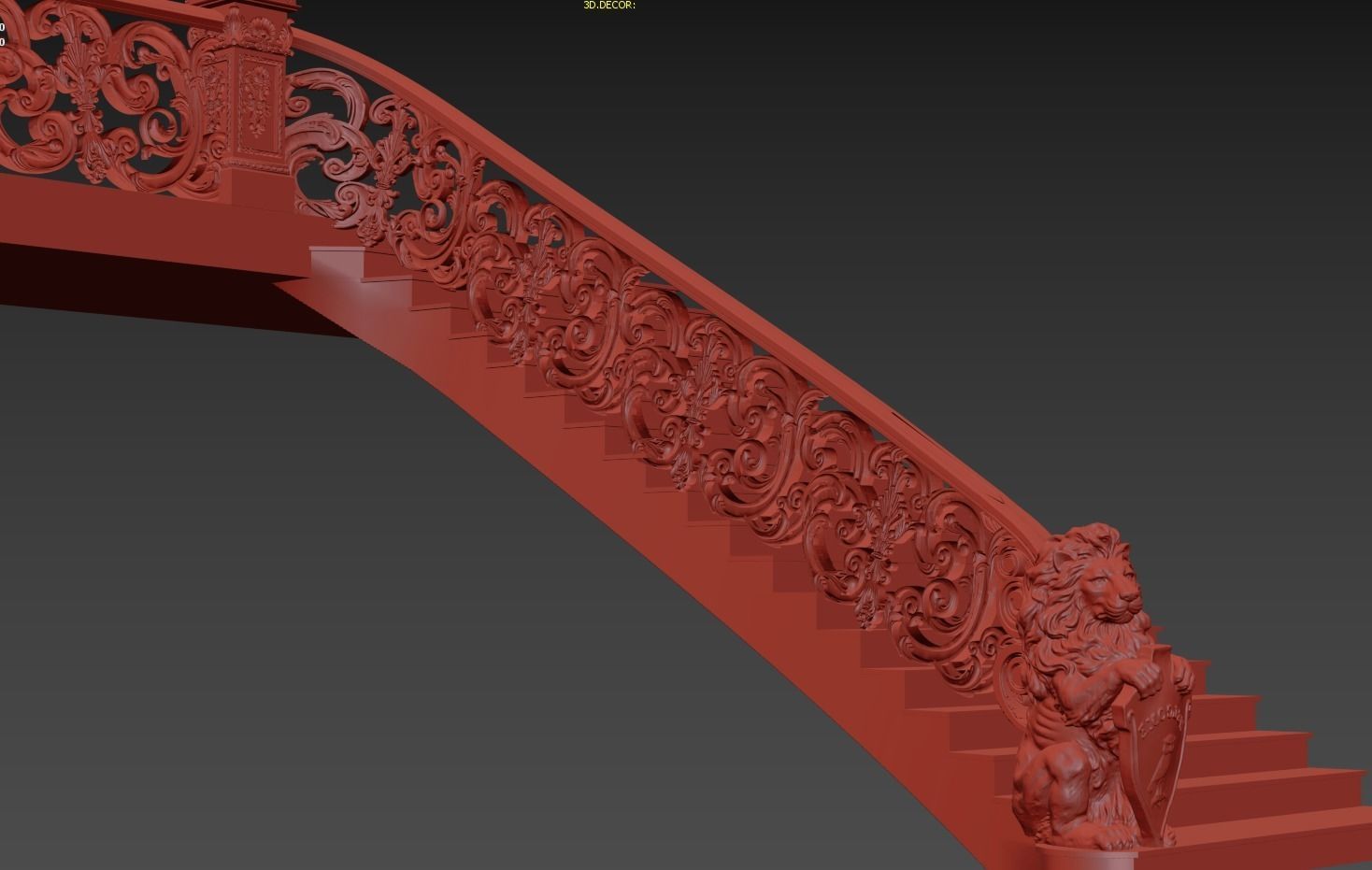 Lion Ladder wood Classic frame of luxurious gold 3D model | CGTrader