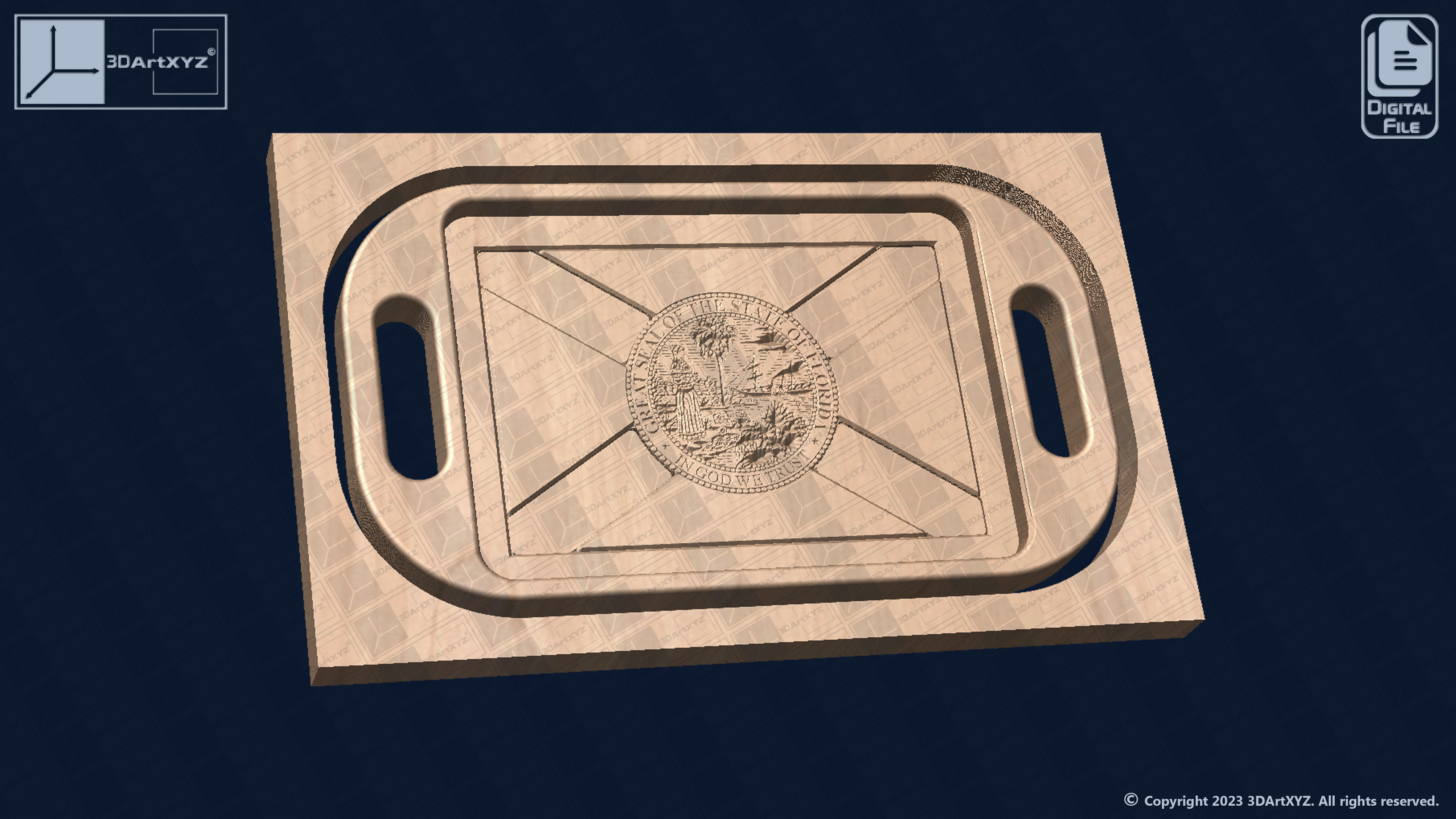 Florida Flag Tray With Handles - CNC Files for Wood 3D model | CGTrader