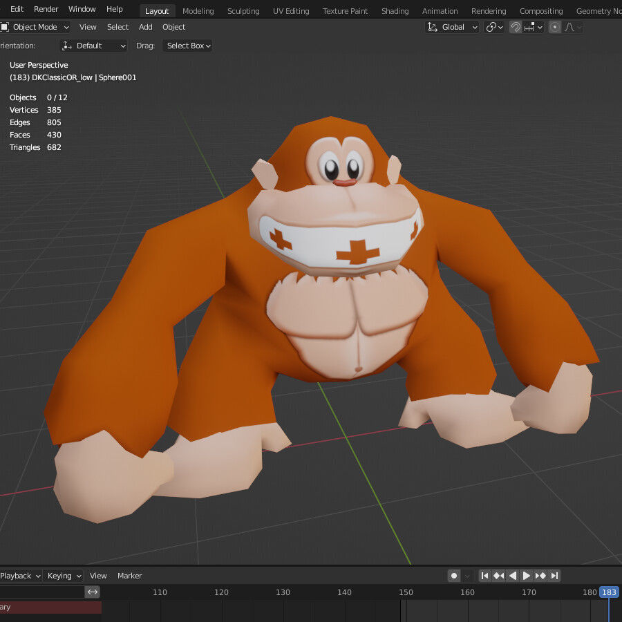 3D model Donkey Kong Classic in Nintendo 64 style VR / AR / low-poly ...