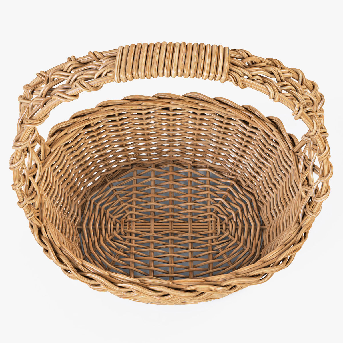 Wicker Basket 09 Natural Color with Apples 3D model | CGTrader