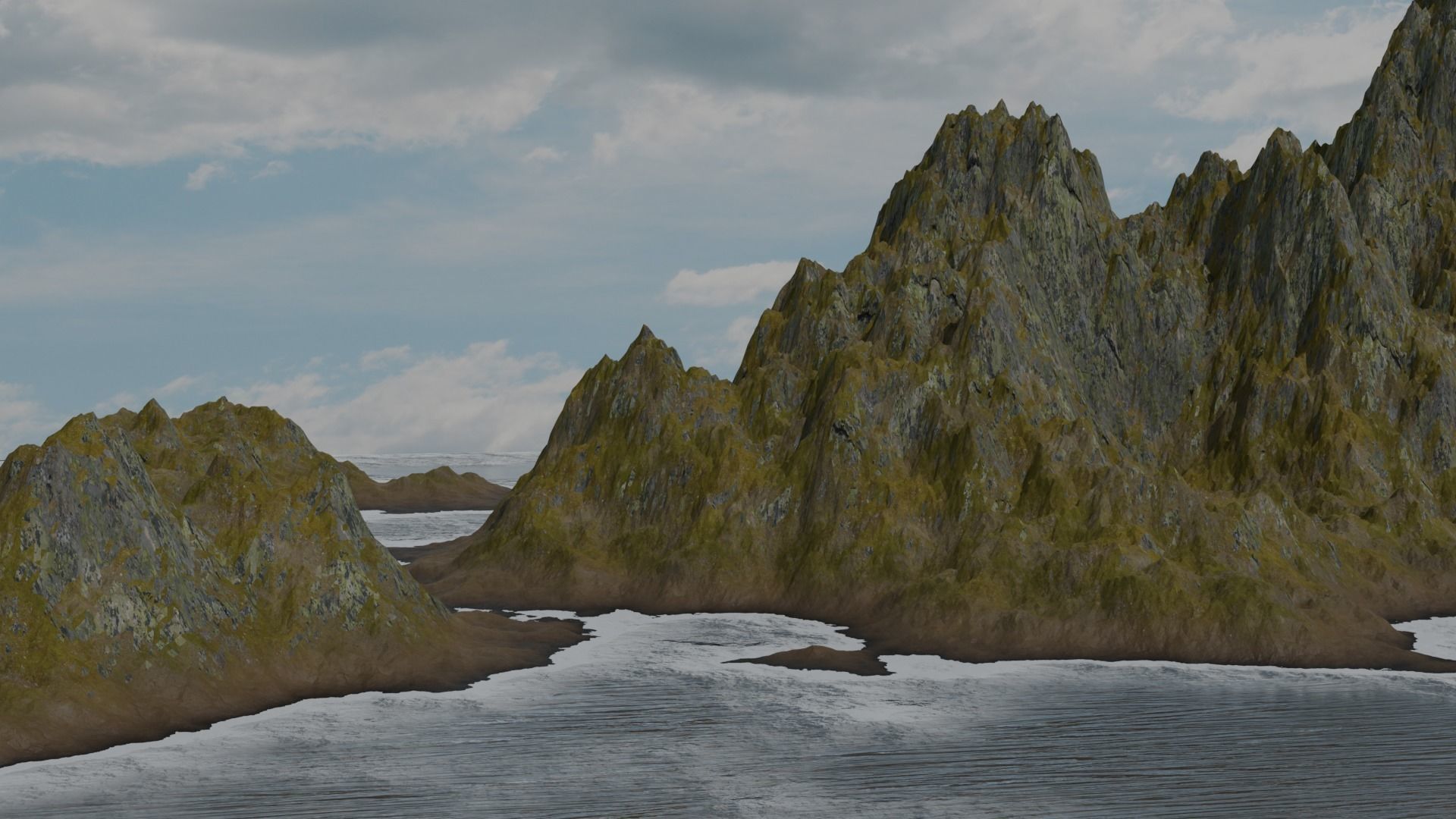 Landscape island with mountain 3D model | CGTrader