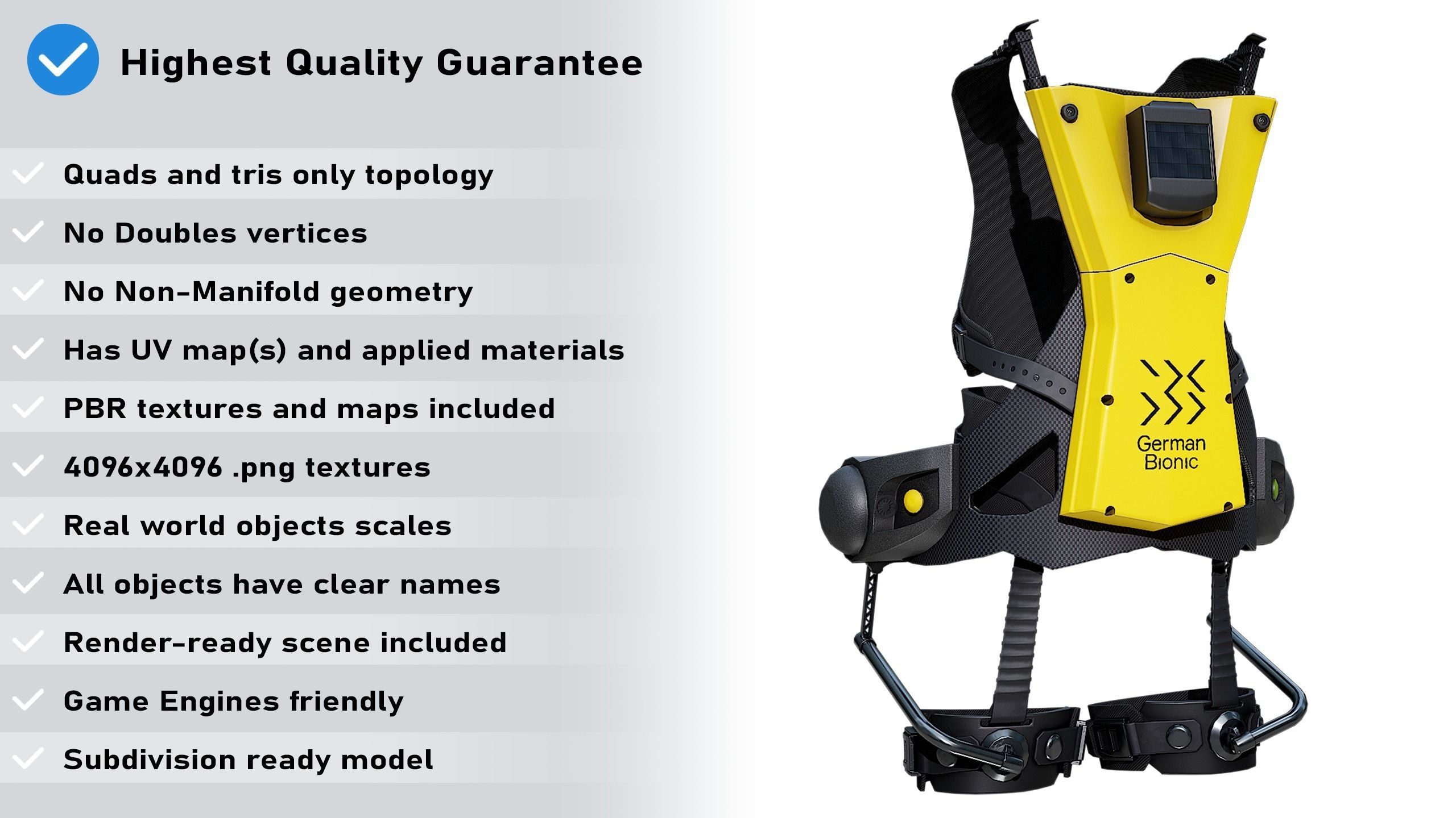 3D model Exoskeleton German Bionic Cray-X Yellow 2023 - PBR VR / AR ...