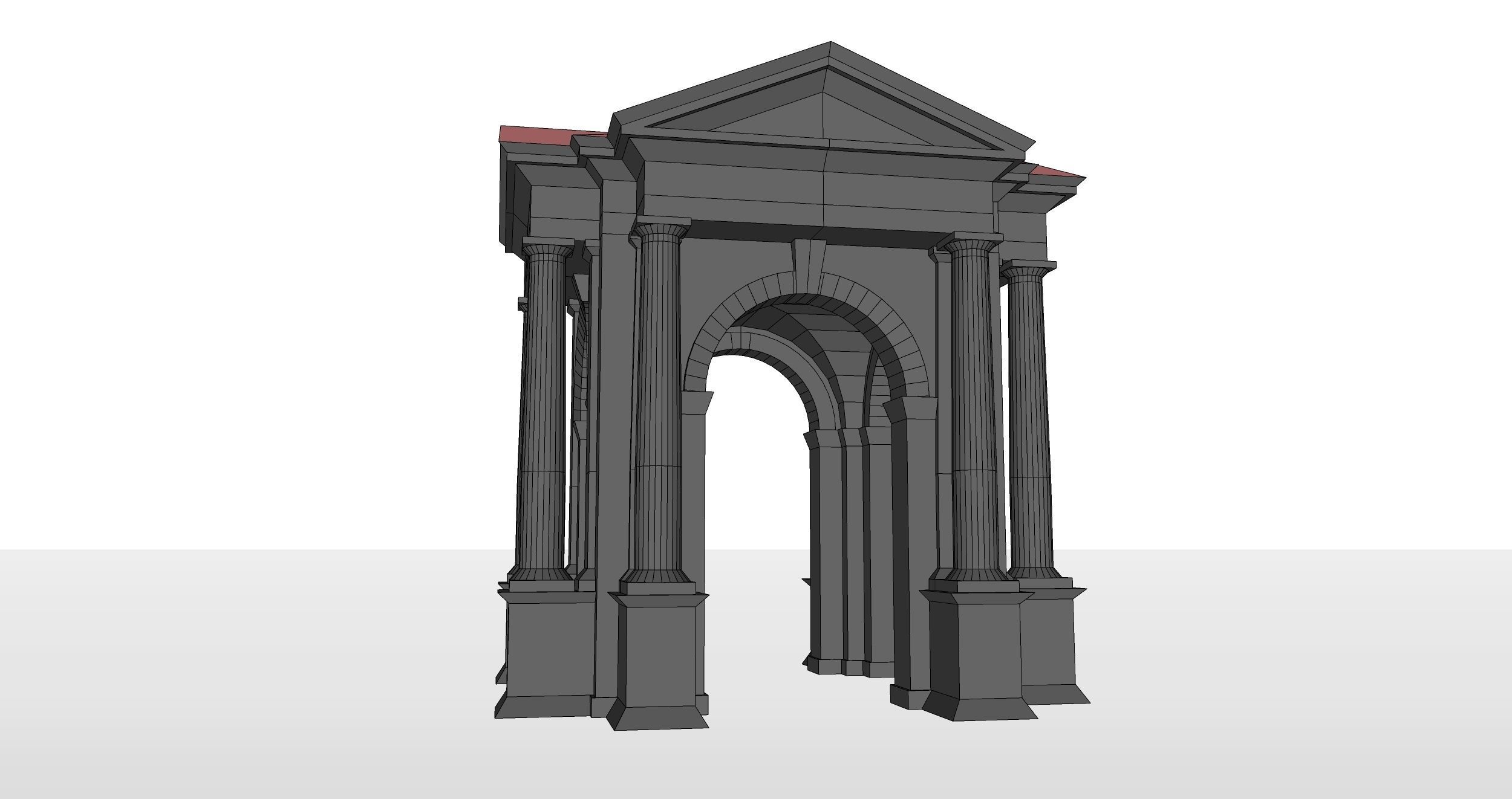 3D model Arched portico in the mas Doric order with freestanding ...