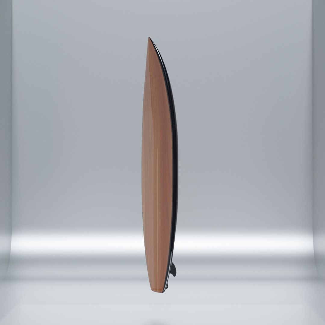 3D model Wooden Surfboard with Carbon Fibre Fins VR / AR / low-poly ...