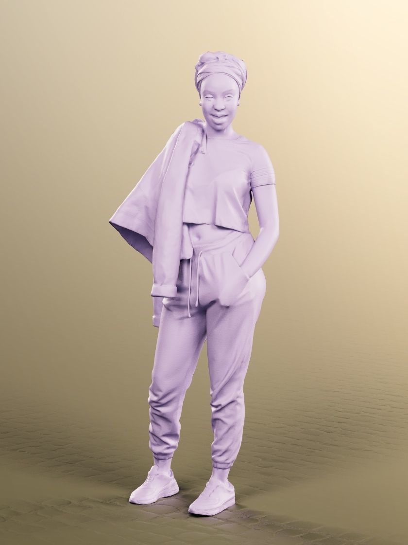 3D model Rae 12048 - Standing Black Woman With Jacket VR / AR / low ...