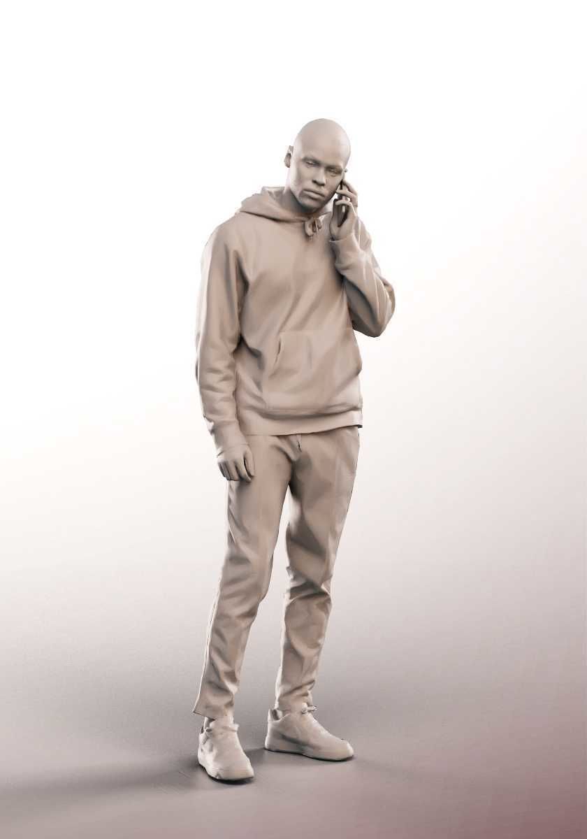 3D model Jonny 12683 - Standing Black Man Phone VR / AR / low-poly ...
