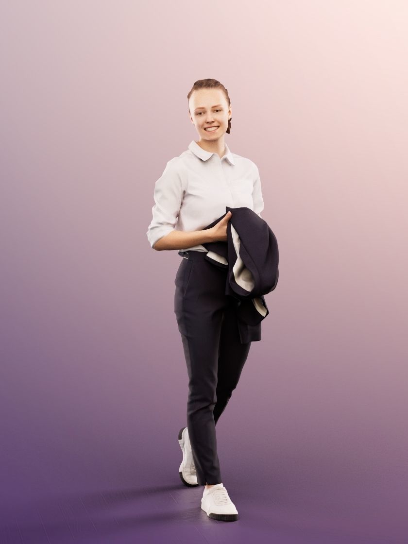 3D model Nancy 12585 - Standing Young Business Woman Holding Jacket VR ...