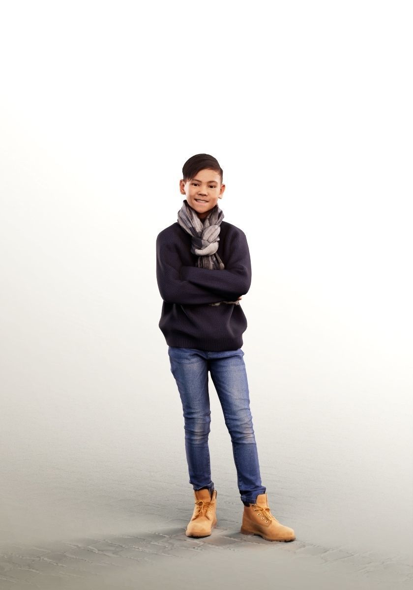 3D model Jordan 12480 - Standing Asian Boy In Winter Outfit VR / AR ...