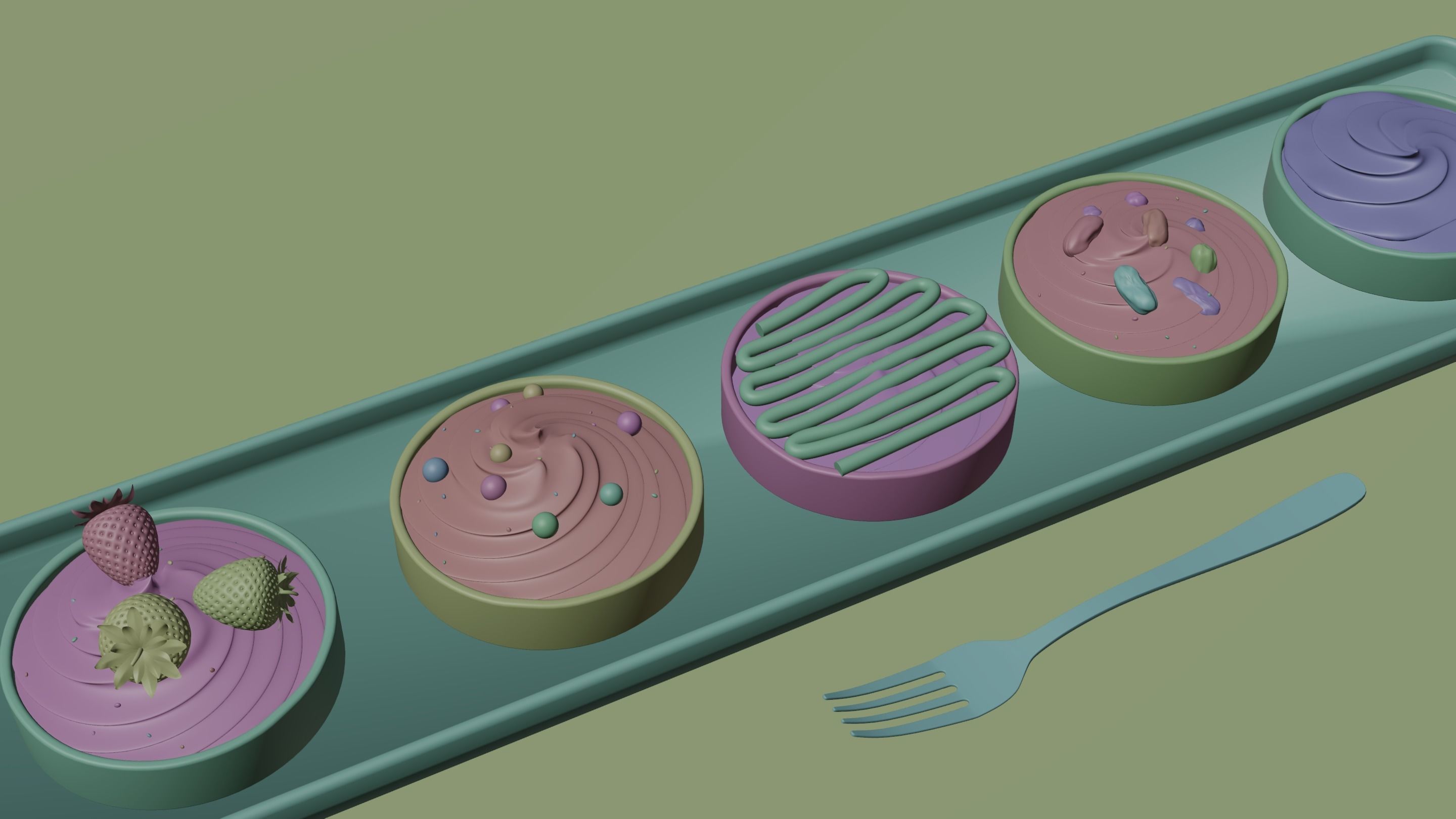 Realisitc mix of pies cake pastry 3D model | CGTrader