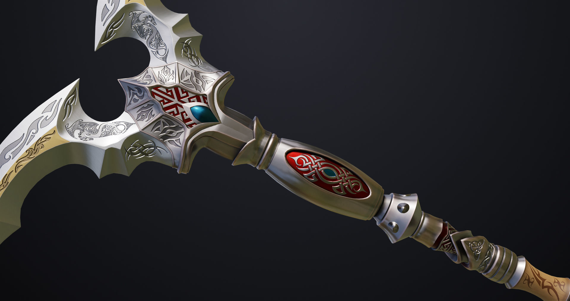 3D Model Collection 3 Medieval Battle Axes All PBR Unity UE Textures ...