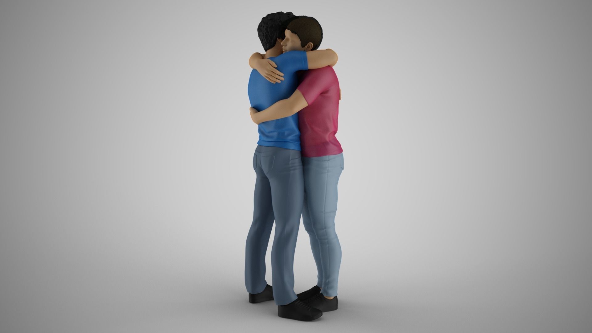 Two Friends Hugging 3D model 3D printable | CGTrader
