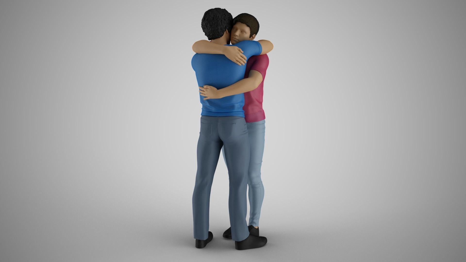Two Friends Hugging 3D model 3D printable | CGTrader