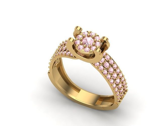 Womens Rings With Stone Ring Ready STL 3DM Models Rings women 3D model ...