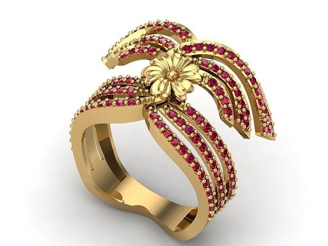 Womens Rings With Stone Ring Ready STL 3DM Models Rings women 3D model ...