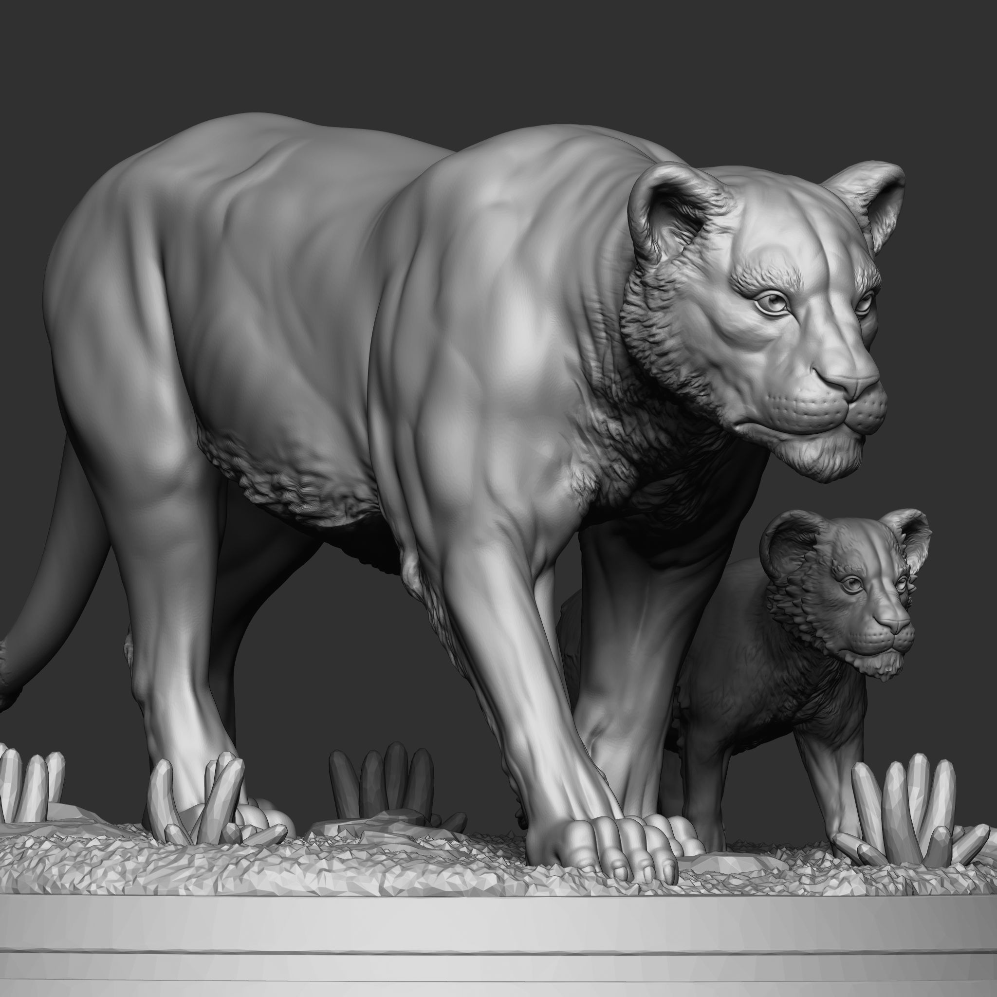 lioness and cub 3D model 3D printable | CGTrader