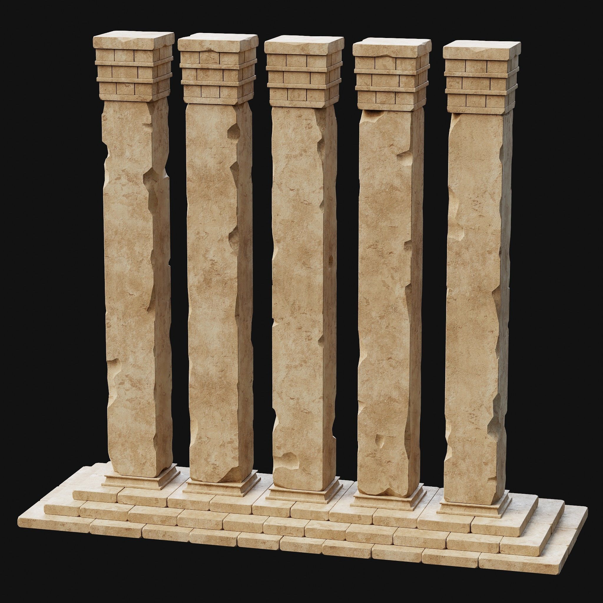 3D model ANCIENT MONUMENTS COLUMN STATUE DESERT EGYPT TOWER COLLECTION ...