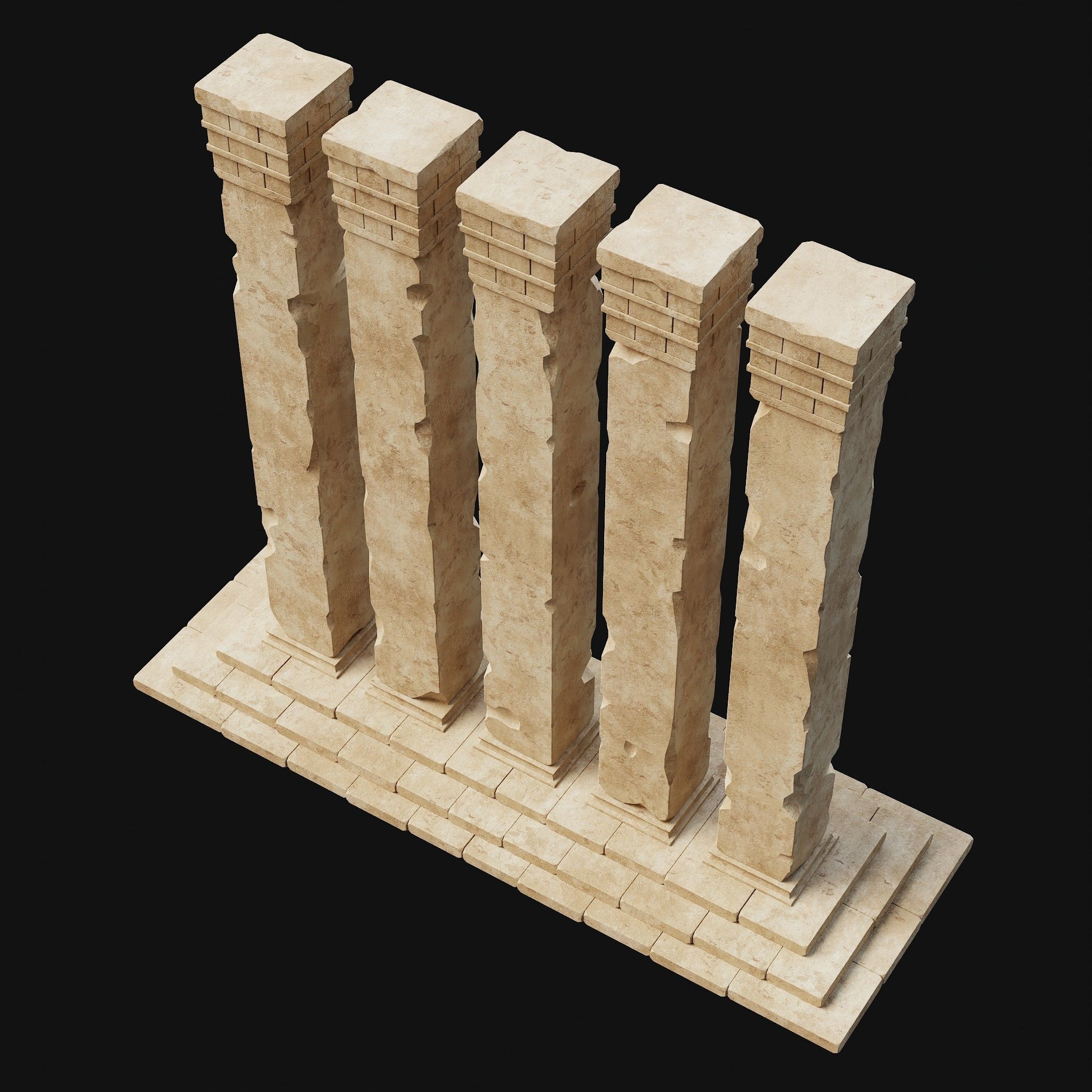 3D model ANCIENT MONUMENTS COLUMN STATUE DESERT EGYPT TOWER COLLECTION ...