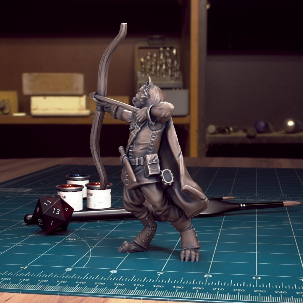 DnD Heroes - Tabaxi Ranger Male - Pre-Supported 3D model 3D printable ...