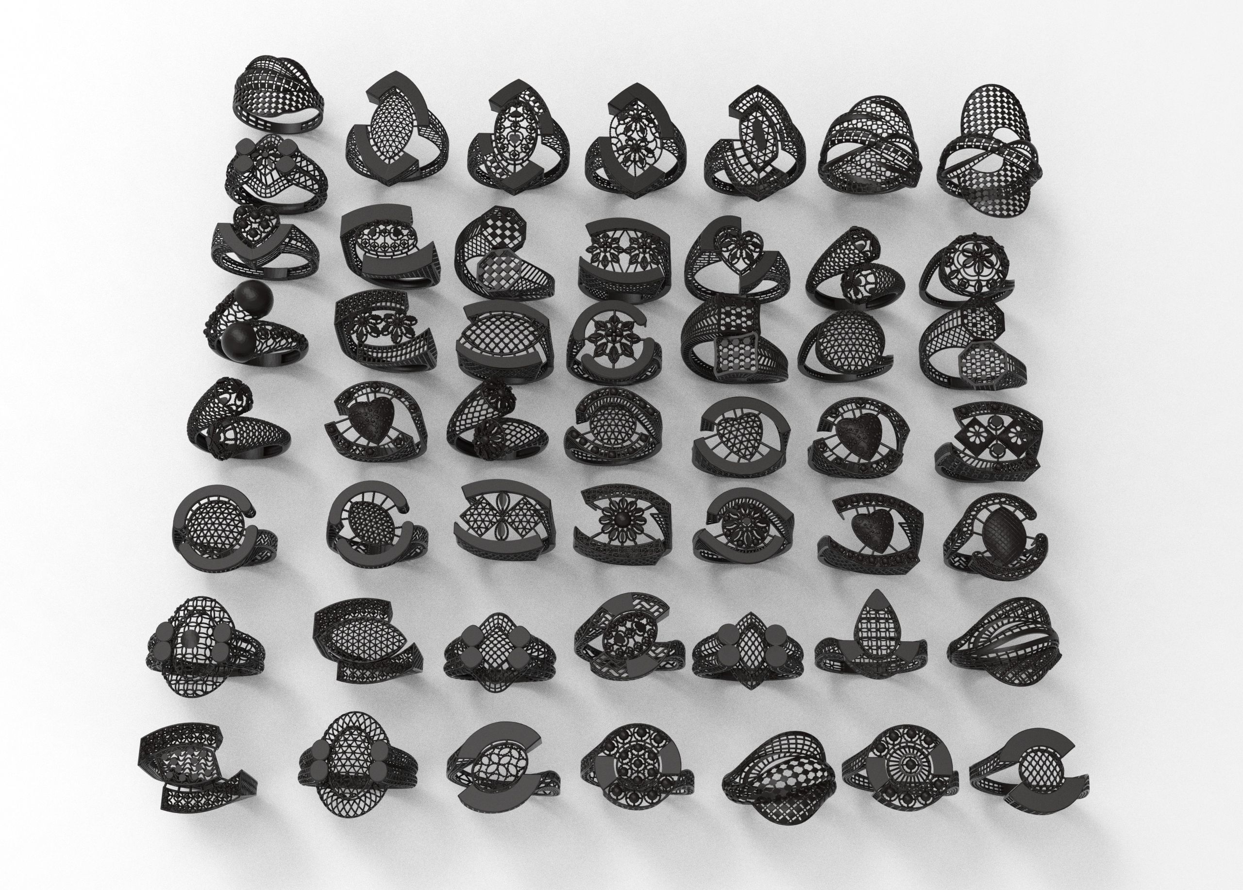 50 rings beautiful light weight ring 2g new ring 3D model 3D printable ...