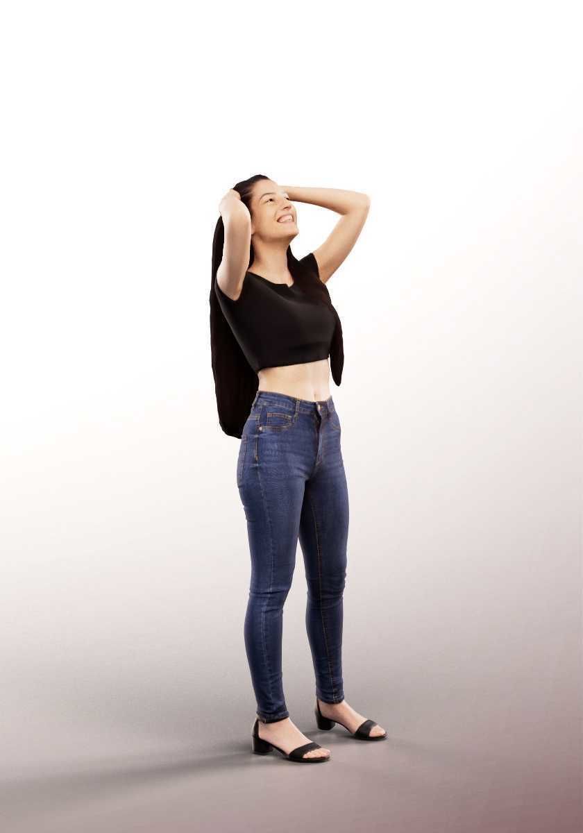3D model Yade 12936 - Casual Young Woman Hands On Head VR / AR / low-poly | CGTrader