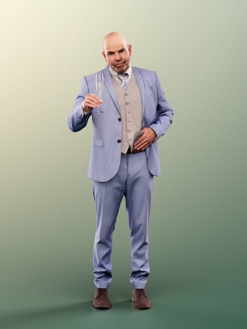 3D model Dirk 13253 - Standing Elegant Man With Champagne Glass VR / AR ...