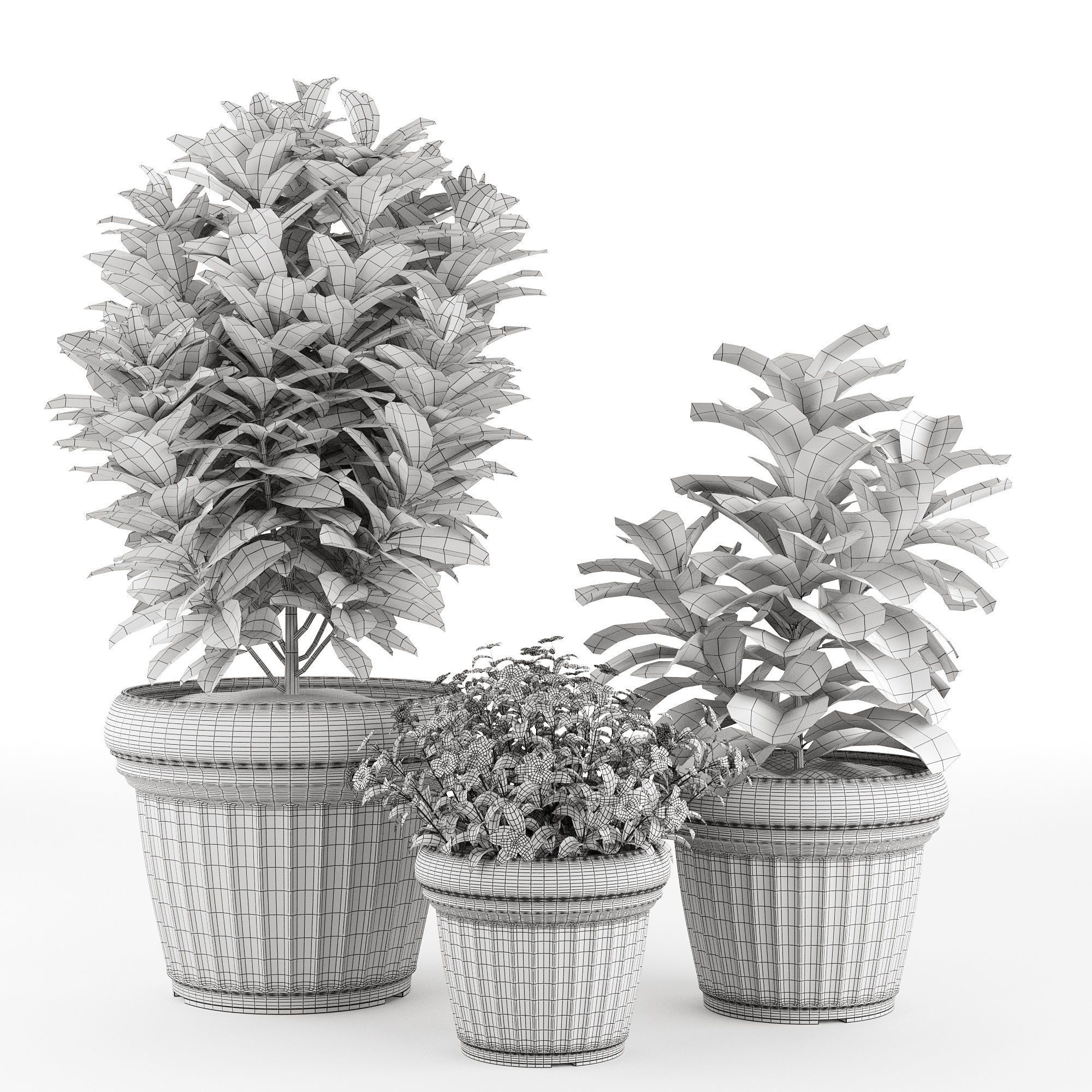 Set 3 Indoor Planters 01 3D model | CGTrader