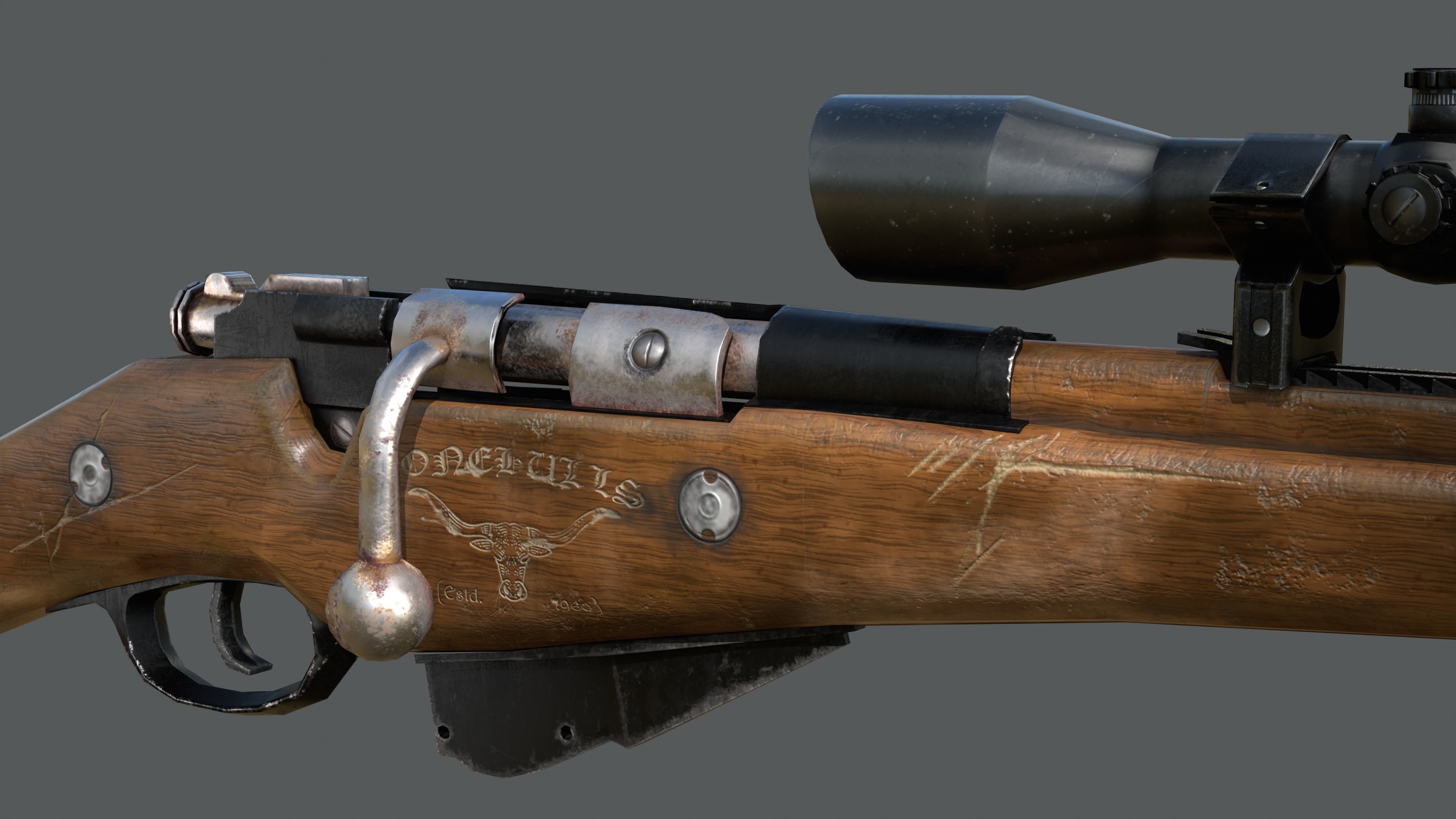 3D model Sniper Rifle Low Poly PBR Game asset VR / AR / low-poly | CGTrader