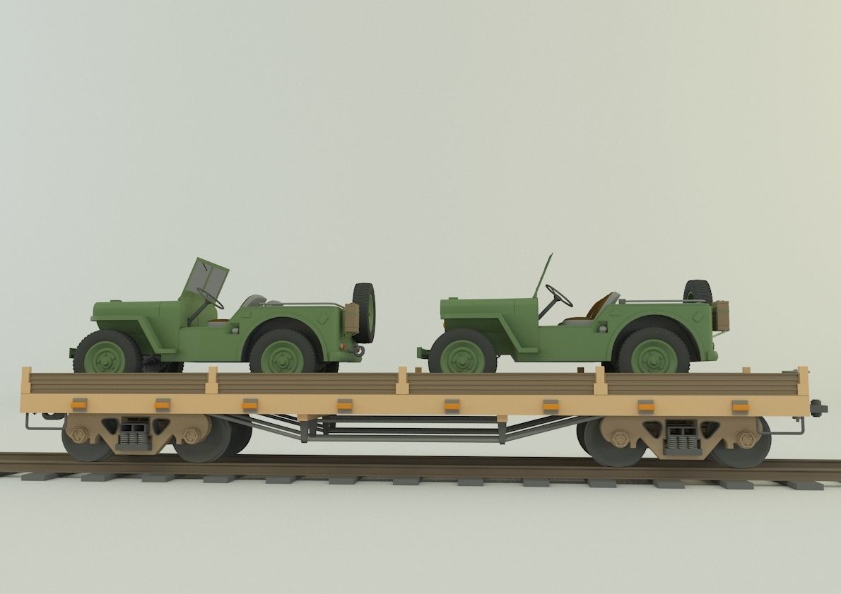 train wagon willys jeep 3D model | CGTrader
