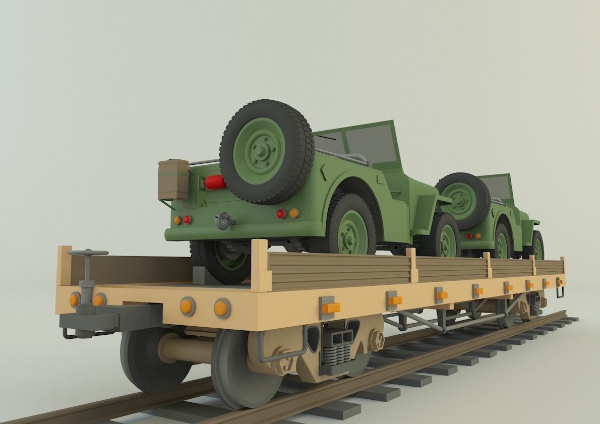 train wagon willys jeep 3D model | CGTrader